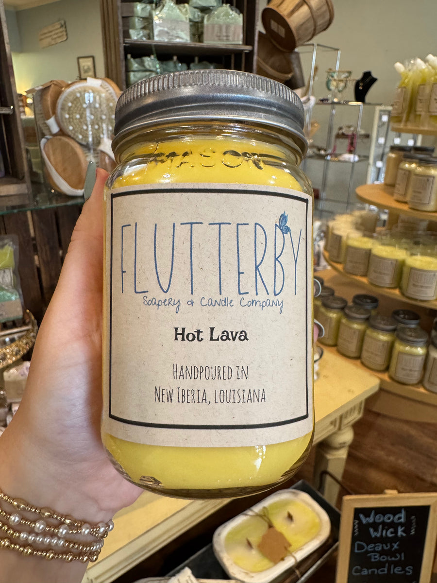 Flutterby 1 Wick Mason Jar Candle- Hot Lava – The Blue Butterfly Boutique