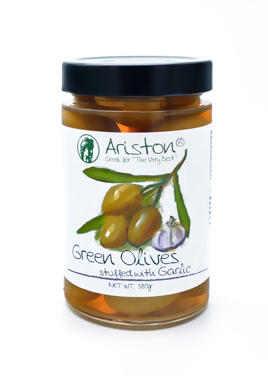 Ariston Greek Garlic Stuffed Olives – The Blue Butterfly Boutique